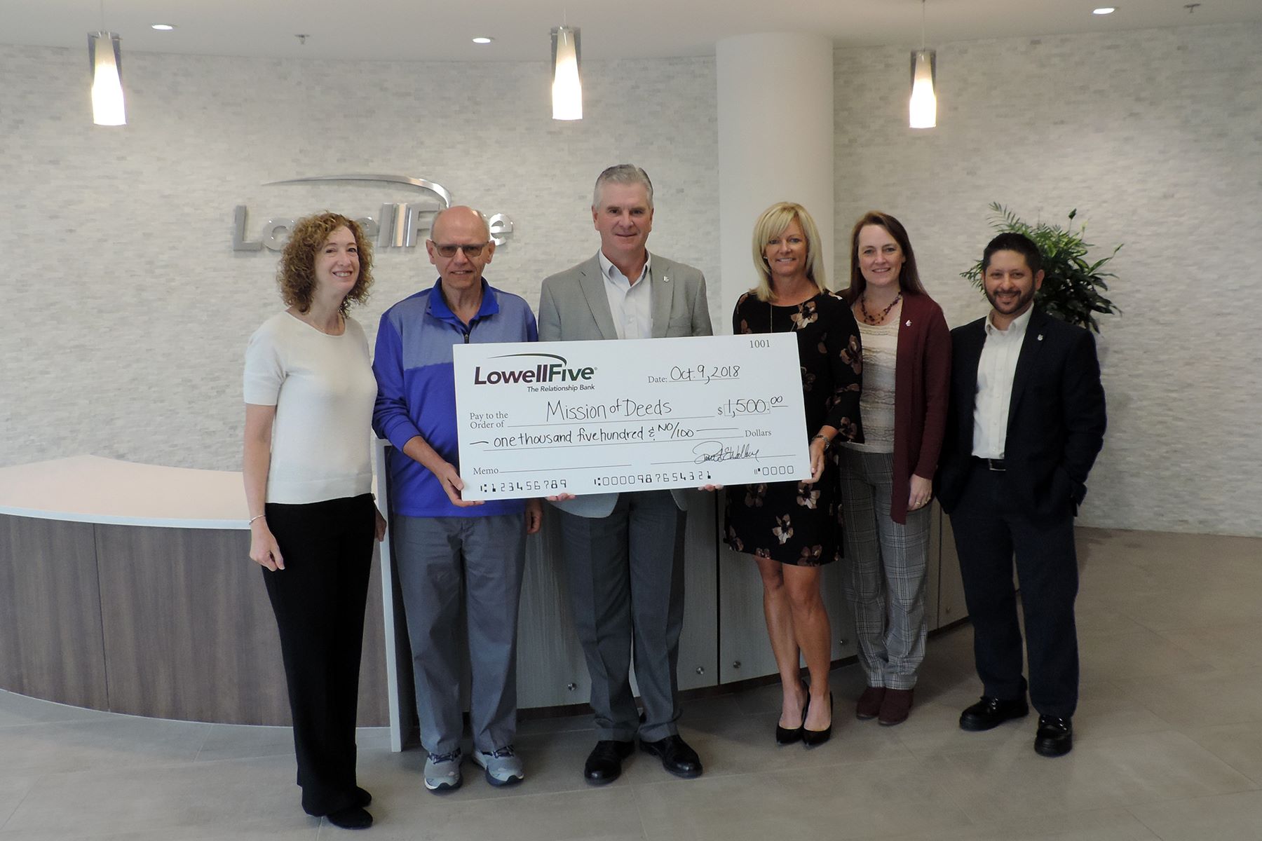 Lowell Five Bank supports Mission of Deeds, inc. with $1,500 donation ...